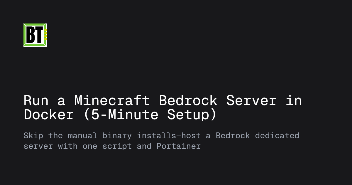 Run a Minecraft Bedrock Server in Docker (5-Minute Setup ...